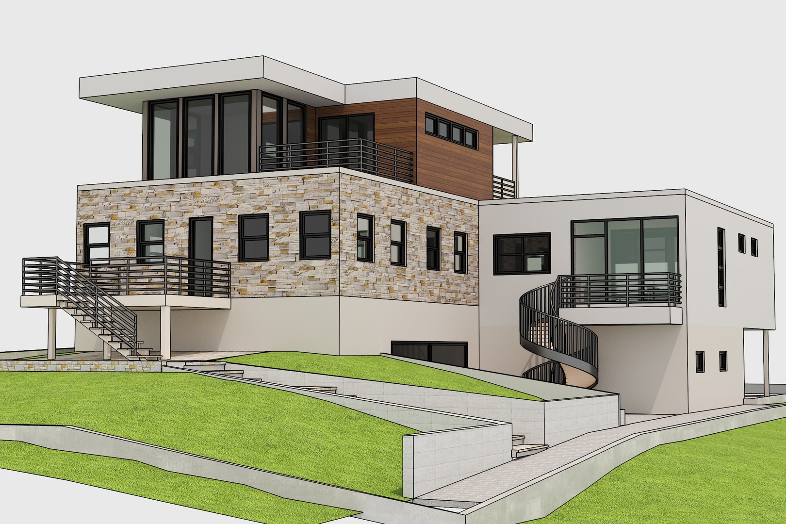 Modern Two Storey Luxury Home 3D - TurboSquid 2076527