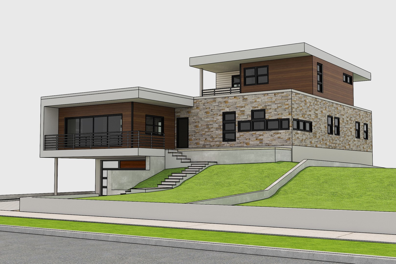 Modern Two Storey Luxury Home 3D - TurboSquid 2076527
