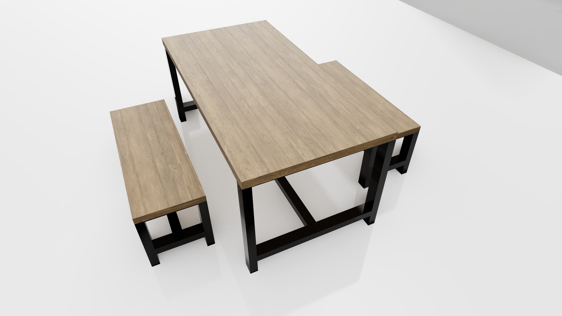 Modern Rustic Dining Set With Bench Model - TurboSquid 2271065
