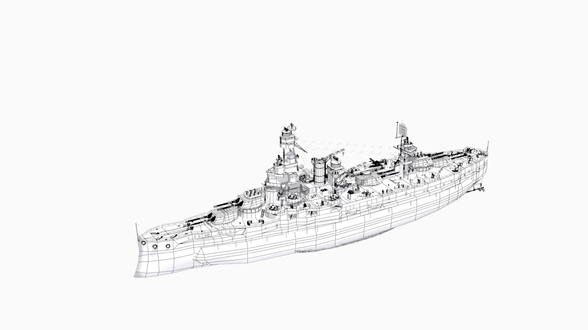 3D Highly Detailed Battleship Texas - TurboSquid 2259776