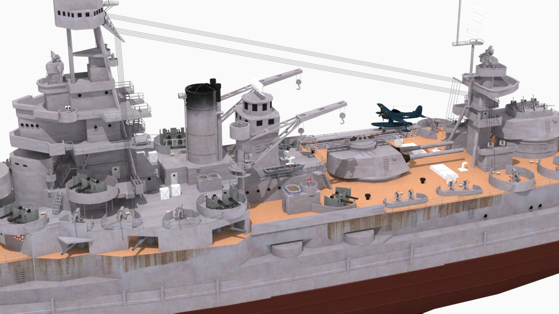 3D Highly Detailed Battleship Texas - TurboSquid 2259776