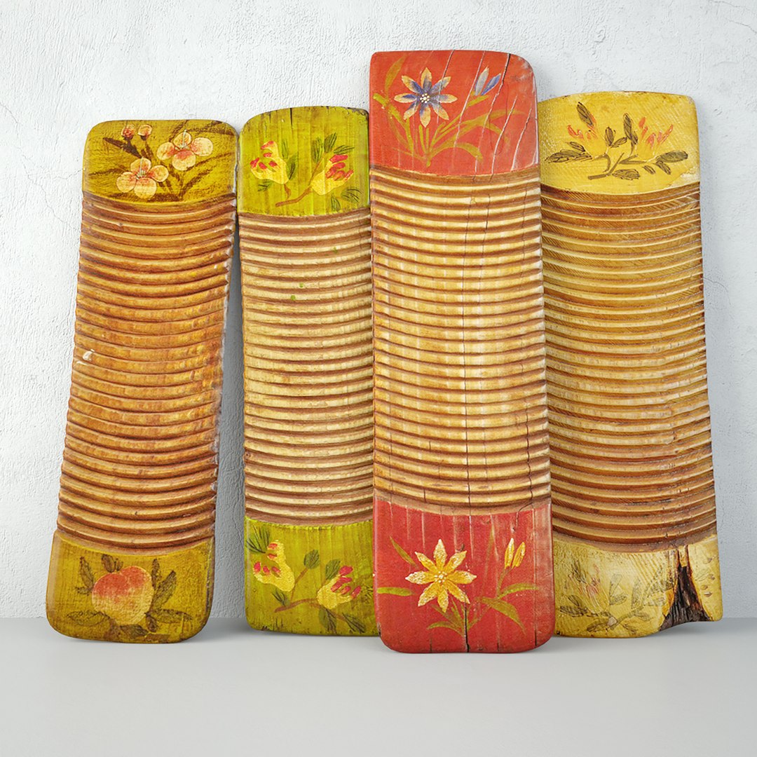 3D Vintage Painted Chinese Washboards - TurboSquid 2129794