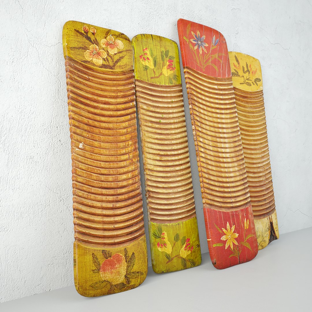 3D Vintage Painted Chinese Washboards - TurboSquid 2129794