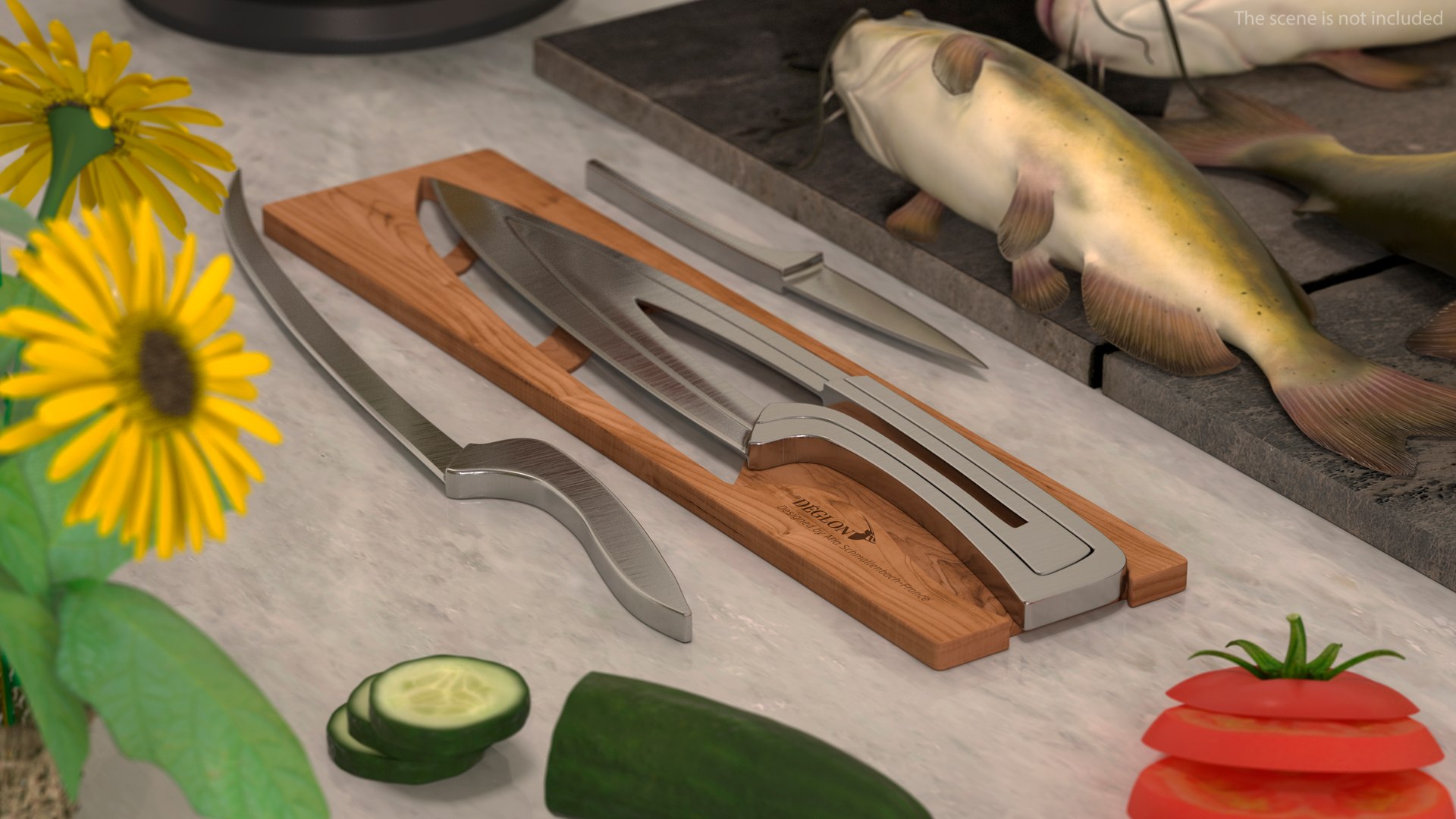 Knife Set With Wooden Block Deglon Meeting 3D Model - TurboSquid 2045888