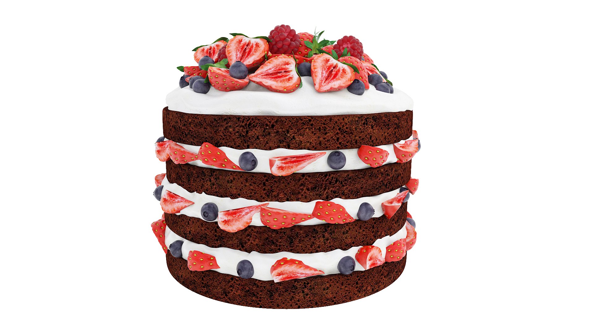 3D Berry chocolate cake - TurboSquid 1910241