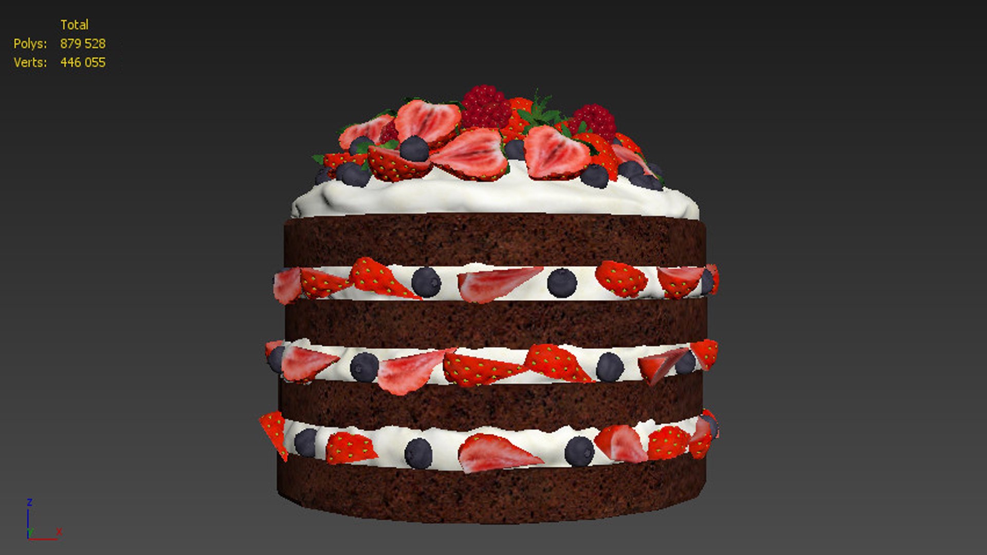 3D Berry chocolate cake - TurboSquid 1910241