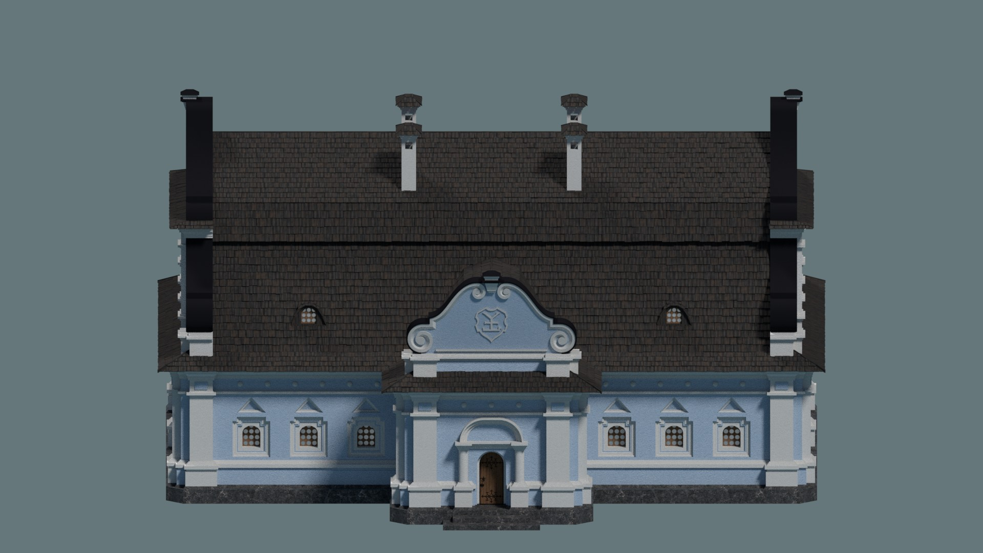 3D Model Ukrainian Baroque House I Blue - TurboSquid 1906799