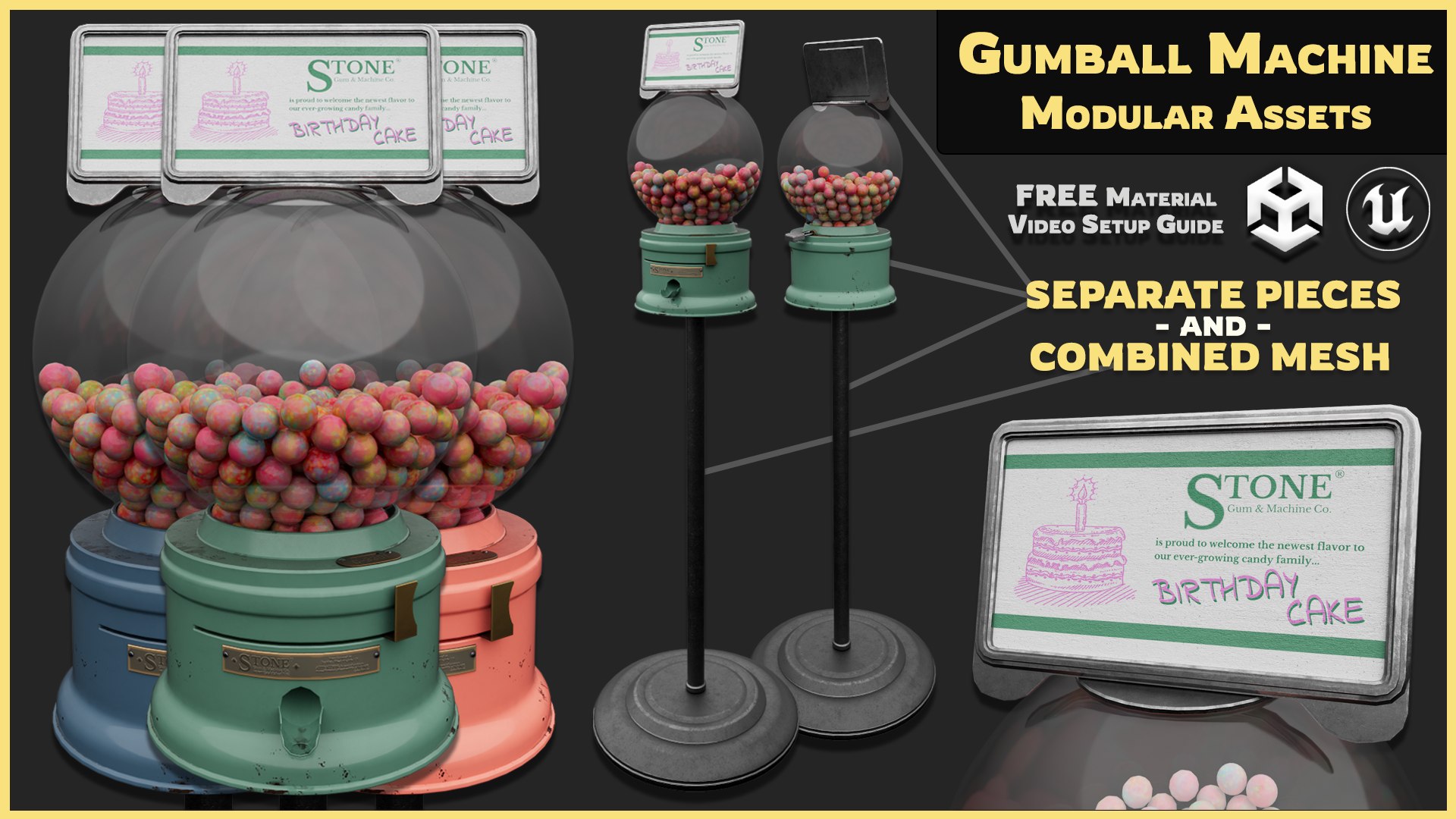 3D Modular Gumball Machine Assets - TurboSquid 2239271