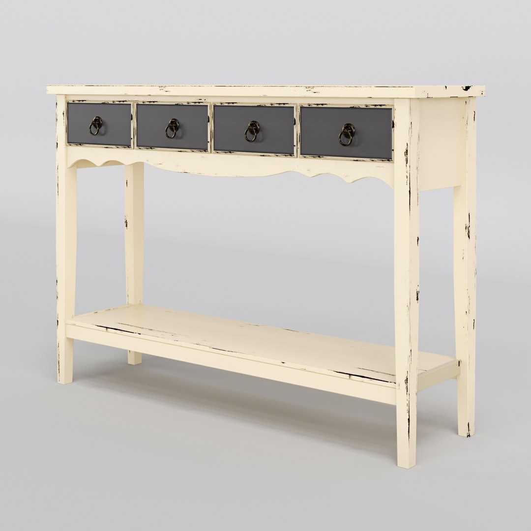 Classic White Console With Worn Edges 3D model - TurboSquid 1991110