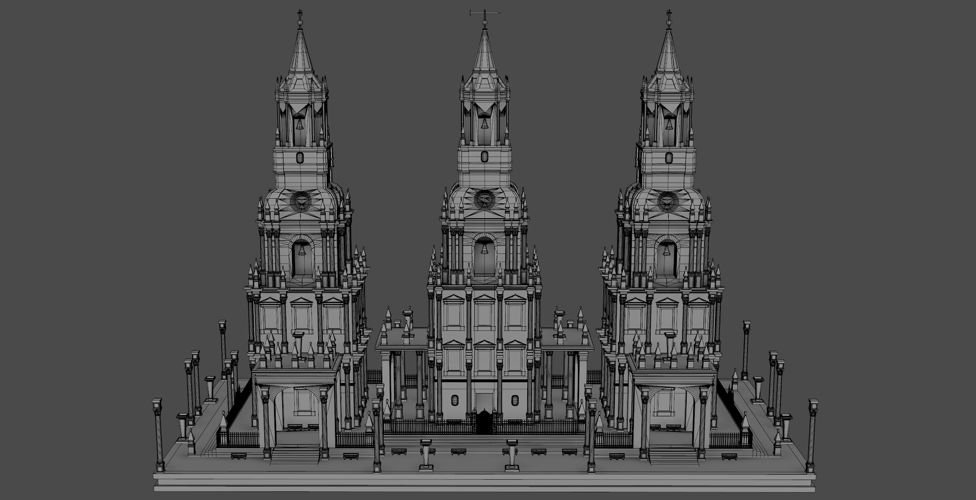 3D Model Triple Towers Castle - TurboSquid 2413952