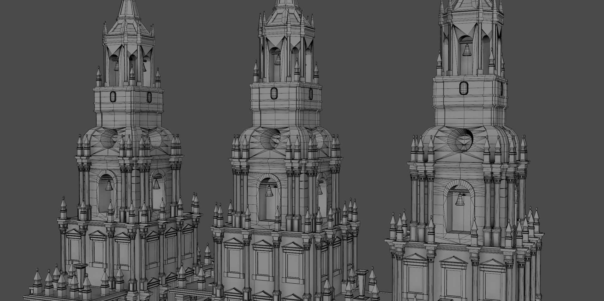 3D Model Triple Towers Castle - TurboSquid 2413952