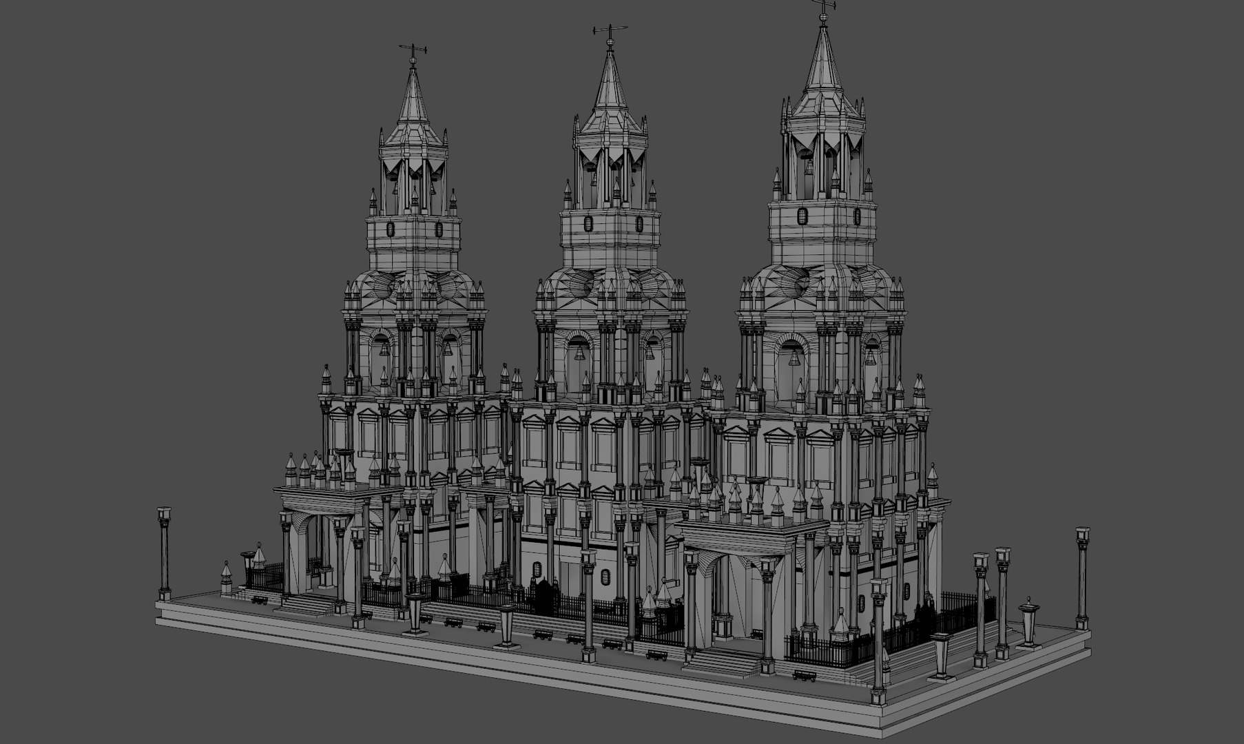 3D Model Triple Towers Castle - TurboSquid 2413952