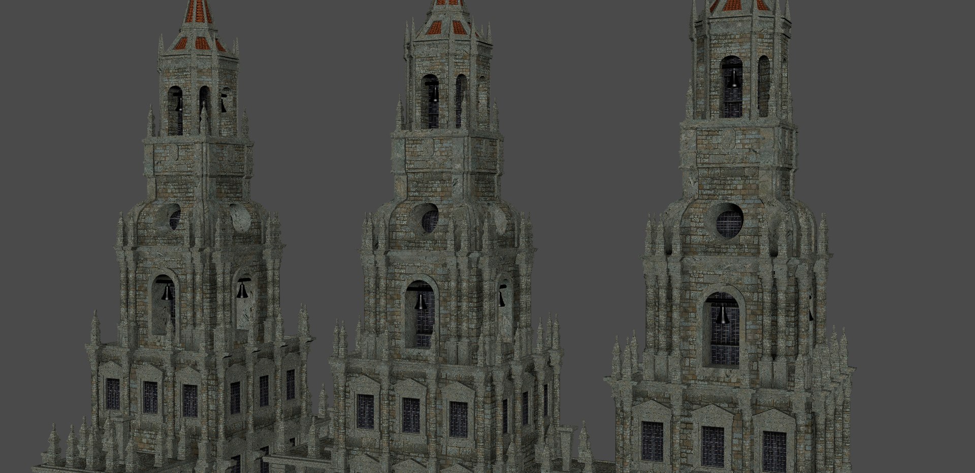 3D Model Triple Towers Castle - TurboSquid 2413952