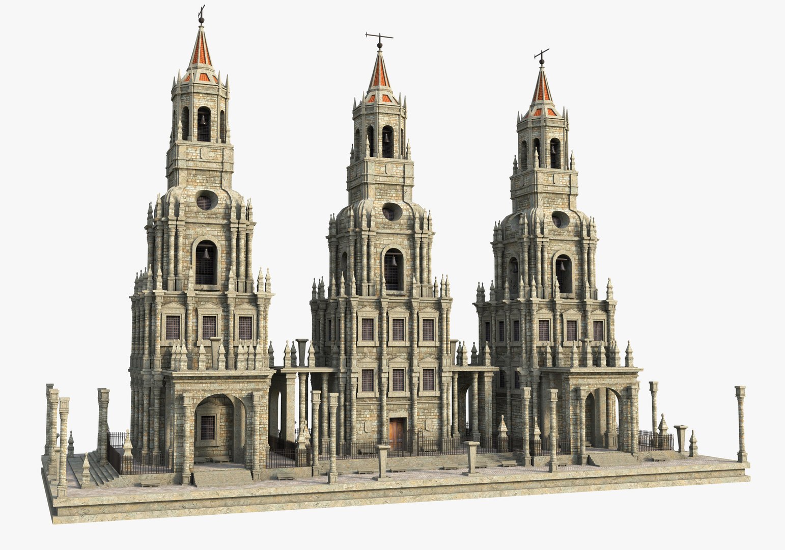 3D Model Triple Towers Castle - TurboSquid 2413952