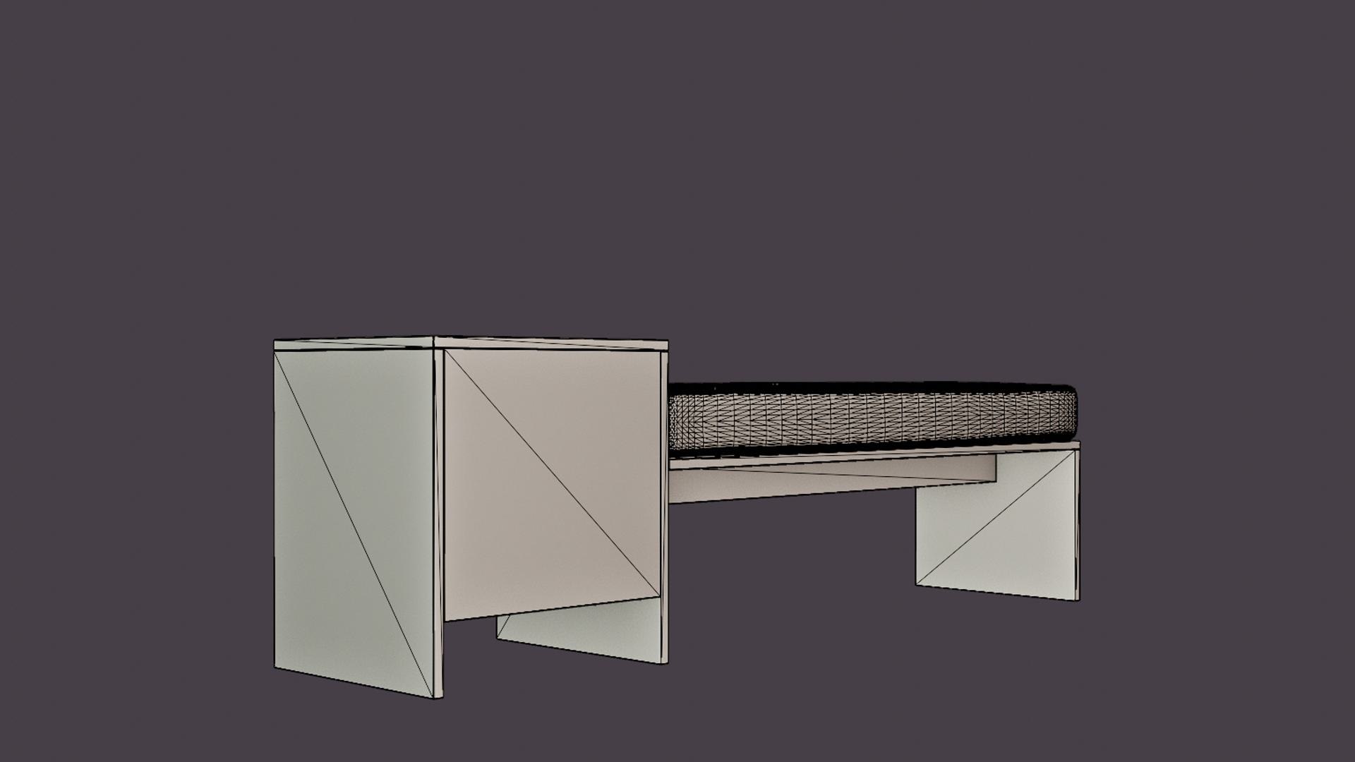 William Bench Right Drawer White Oiled 3D Model - TurboSquid 2213190