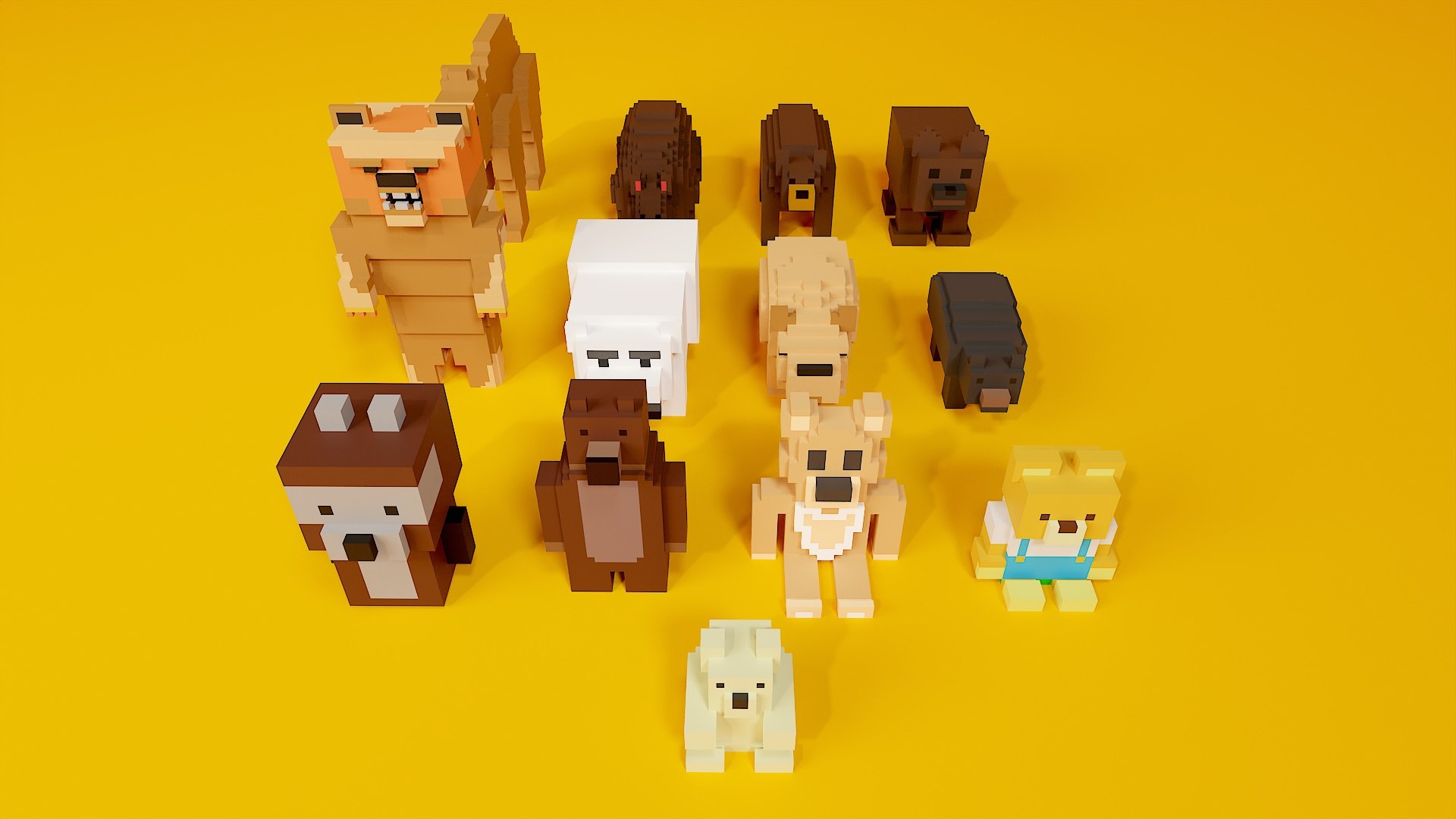 3D Bear Voxel Art Pack 3d Model - TurboSquid 2182592