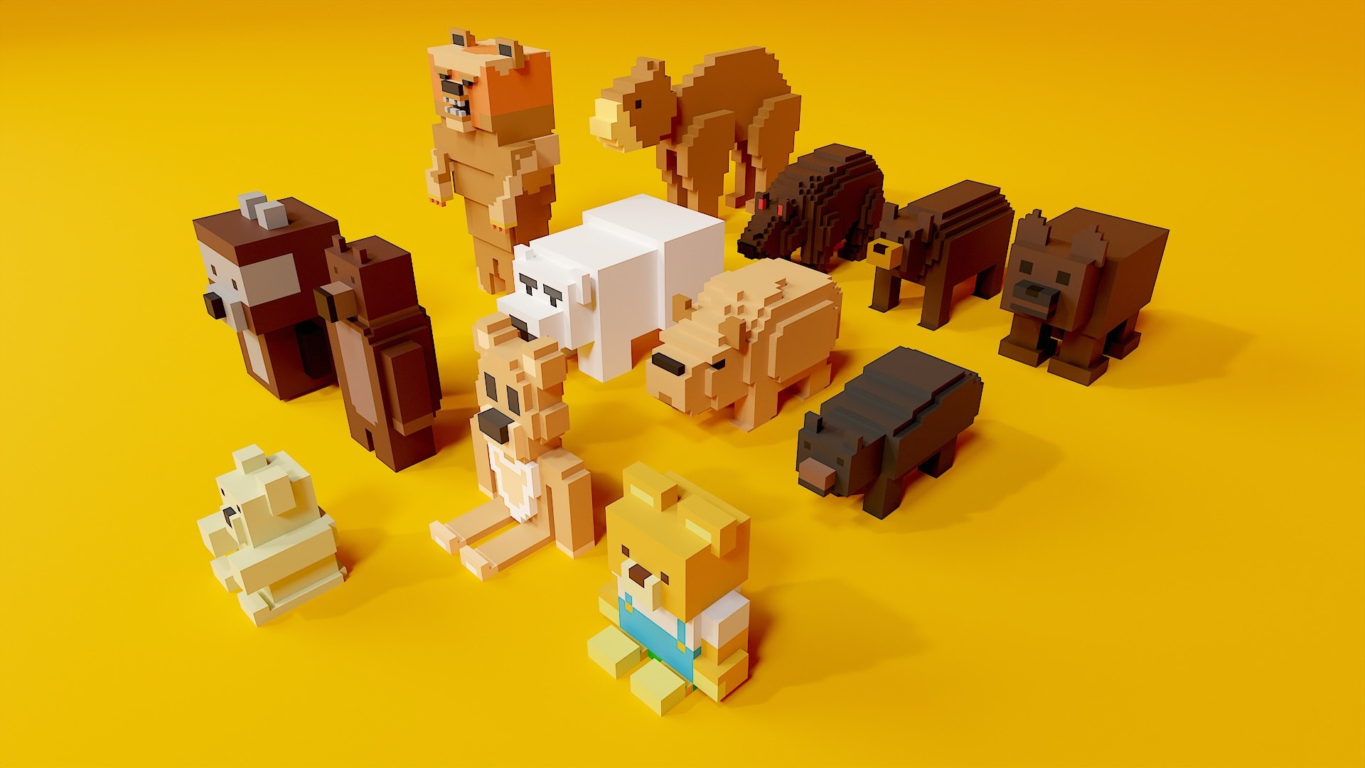 3D Bear Voxel Art Pack 3d Model - TurboSquid 2182592