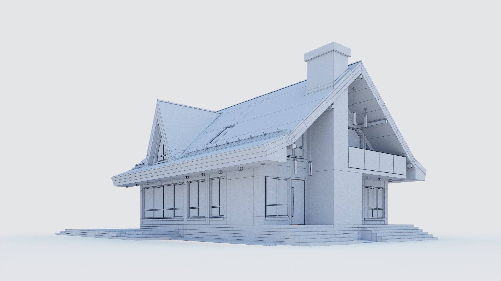 Modern half-timbered house residential model - TurboSquid 1655424