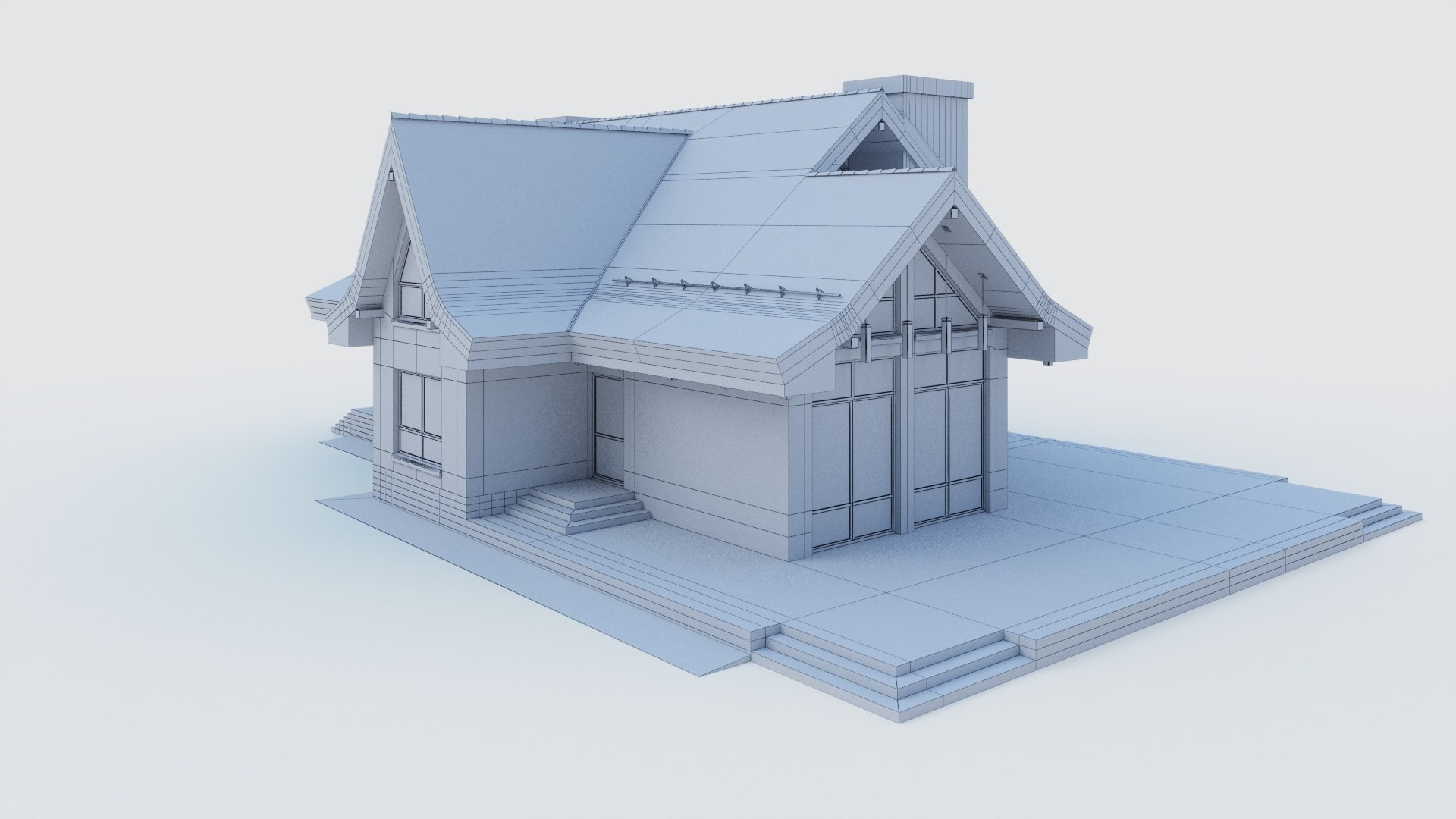 Modern half-timbered house residential model - TurboSquid 1655424
