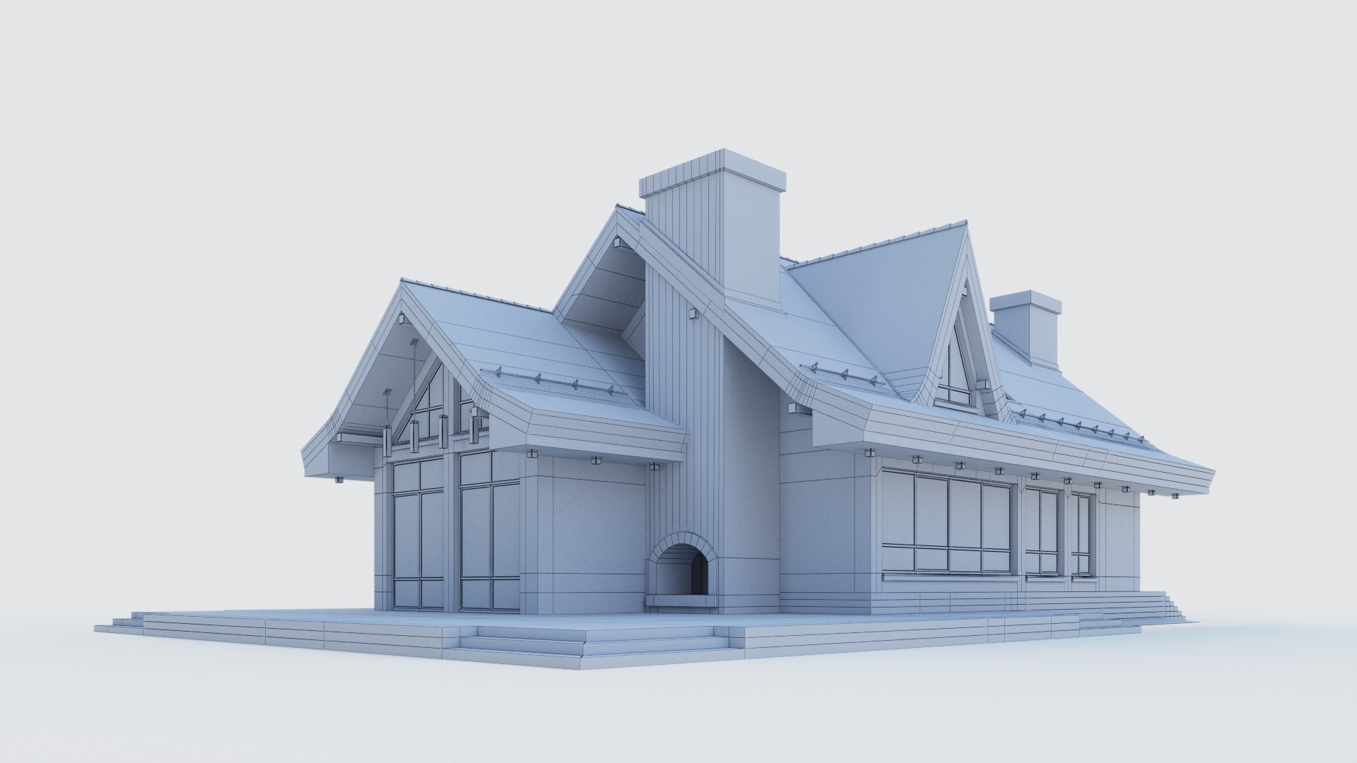 Modern half-timbered house residential model - TurboSquid 1655424