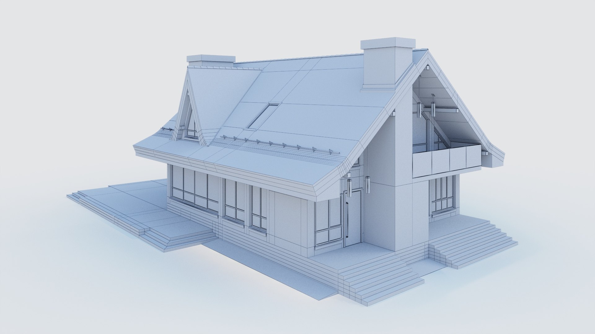Modern half-timbered house residential model - TurboSquid 1655424