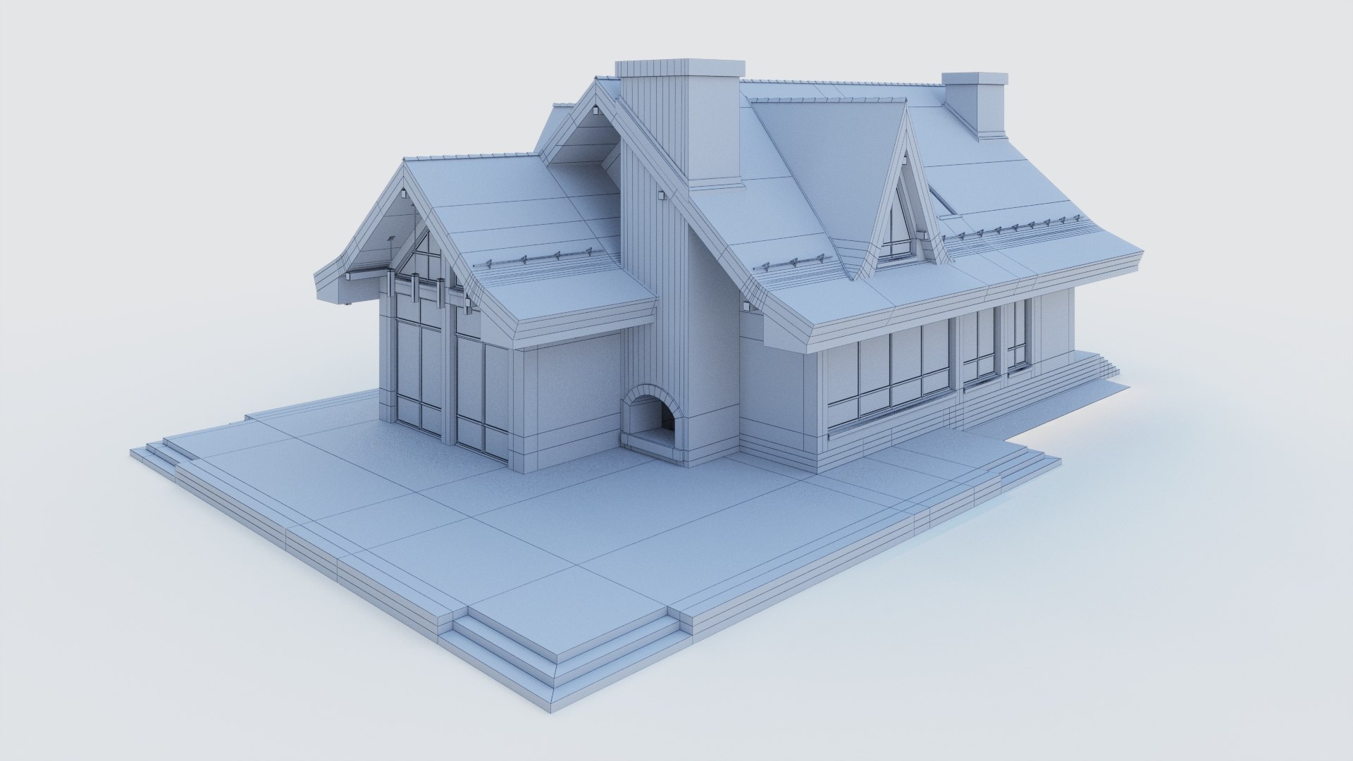 Modern half-timbered house residential model - TurboSquid 1655424