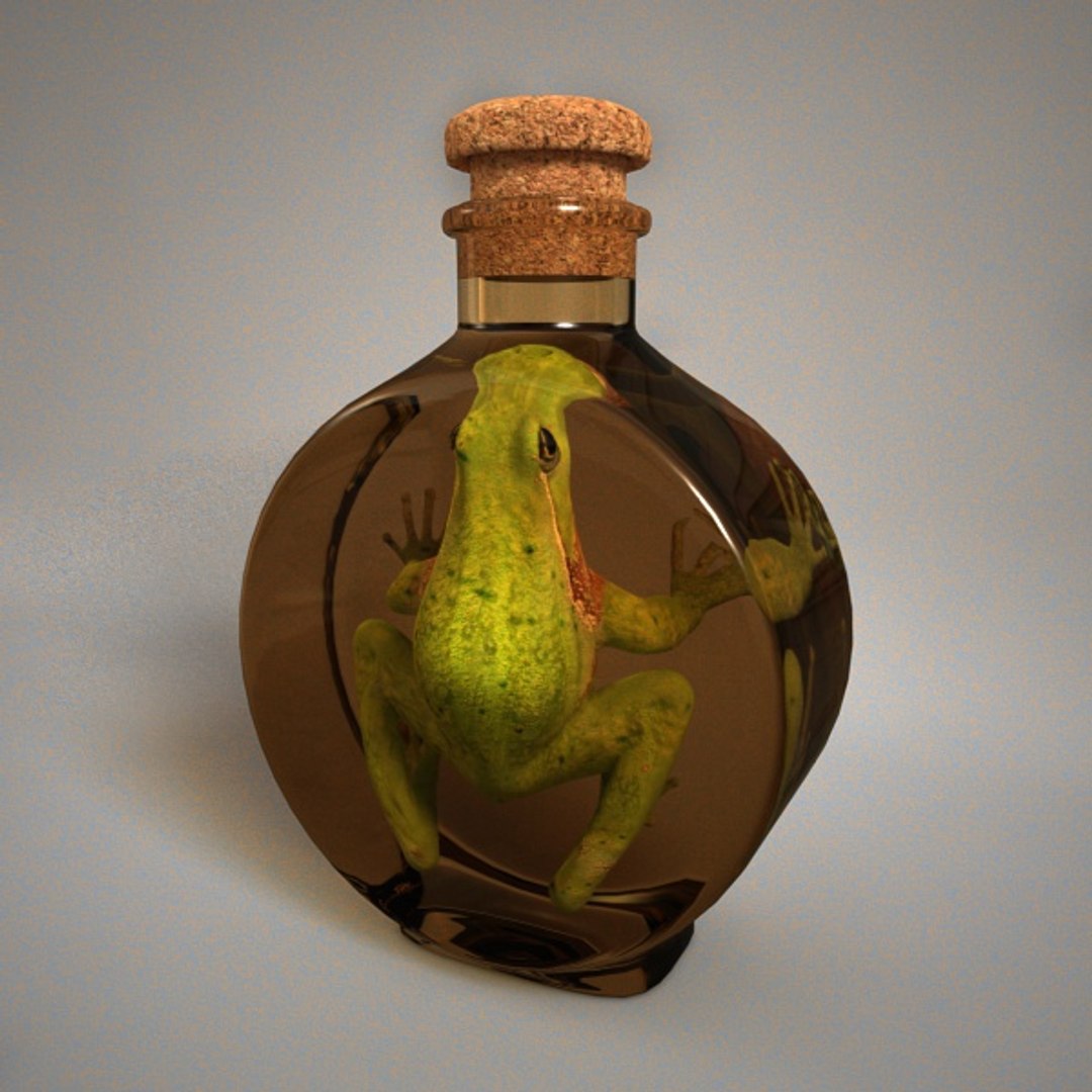 Frog Glass Bottle 3d Model