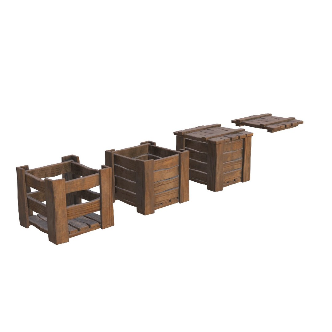 3D Low Poly Wooden Crate 3D Model - TurboSquid 2298003