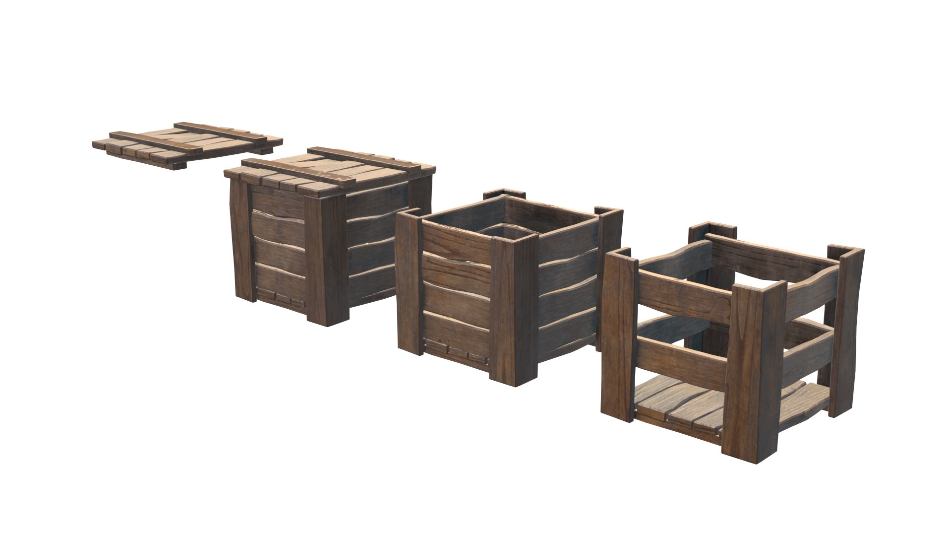 3D Low Poly Wooden Crate 3D Model - TurboSquid 2298003