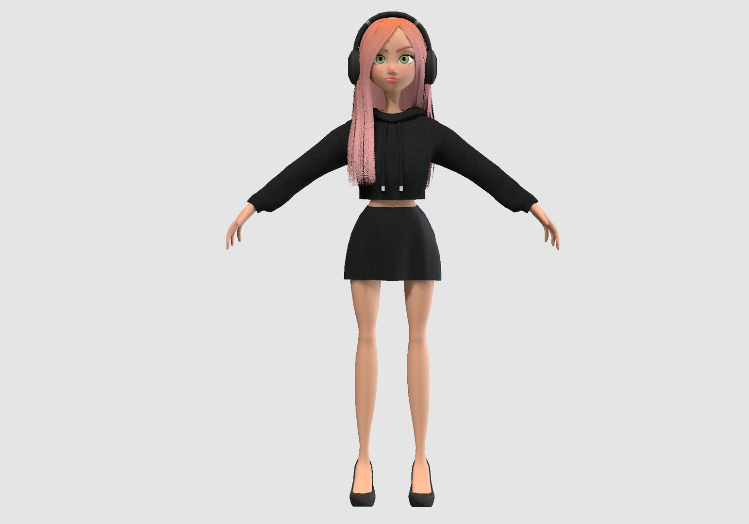 Chic Cartoon Girl 3D Model - TurboSquid 1913608