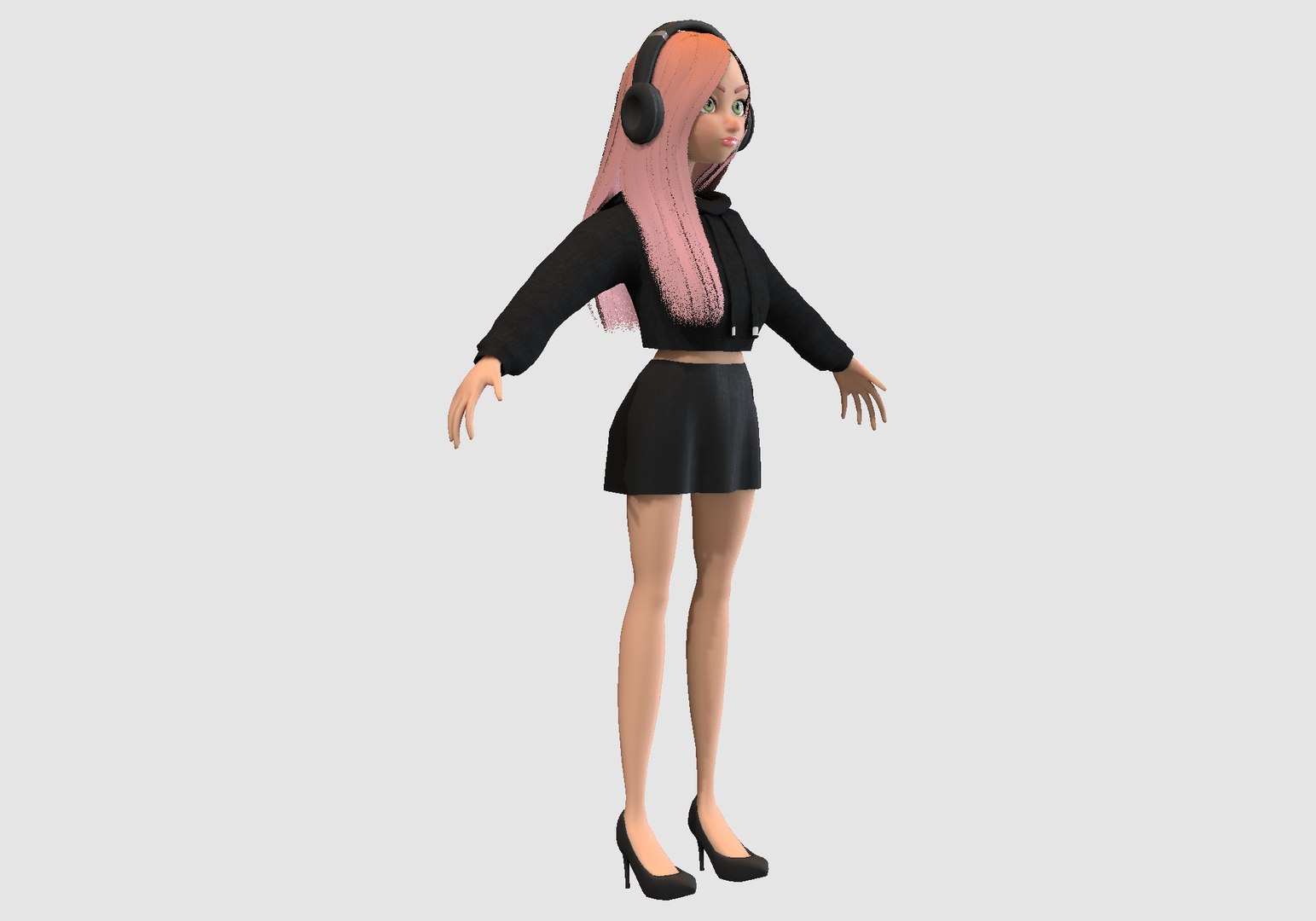 Chic Cartoon Girl 3D Model - TurboSquid 1913608