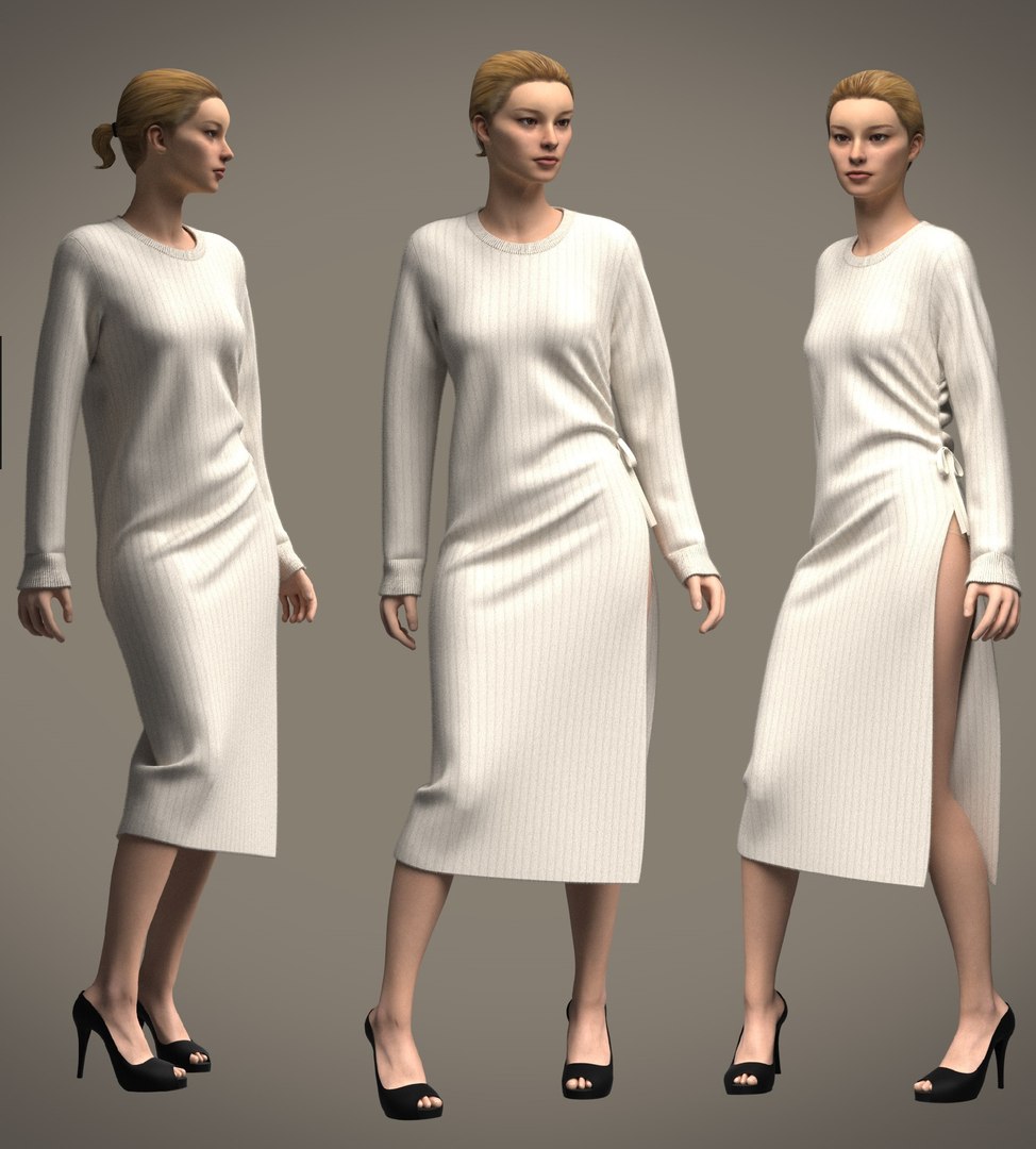 3D Ladies Long Sweater model - TurboSquid 1938926