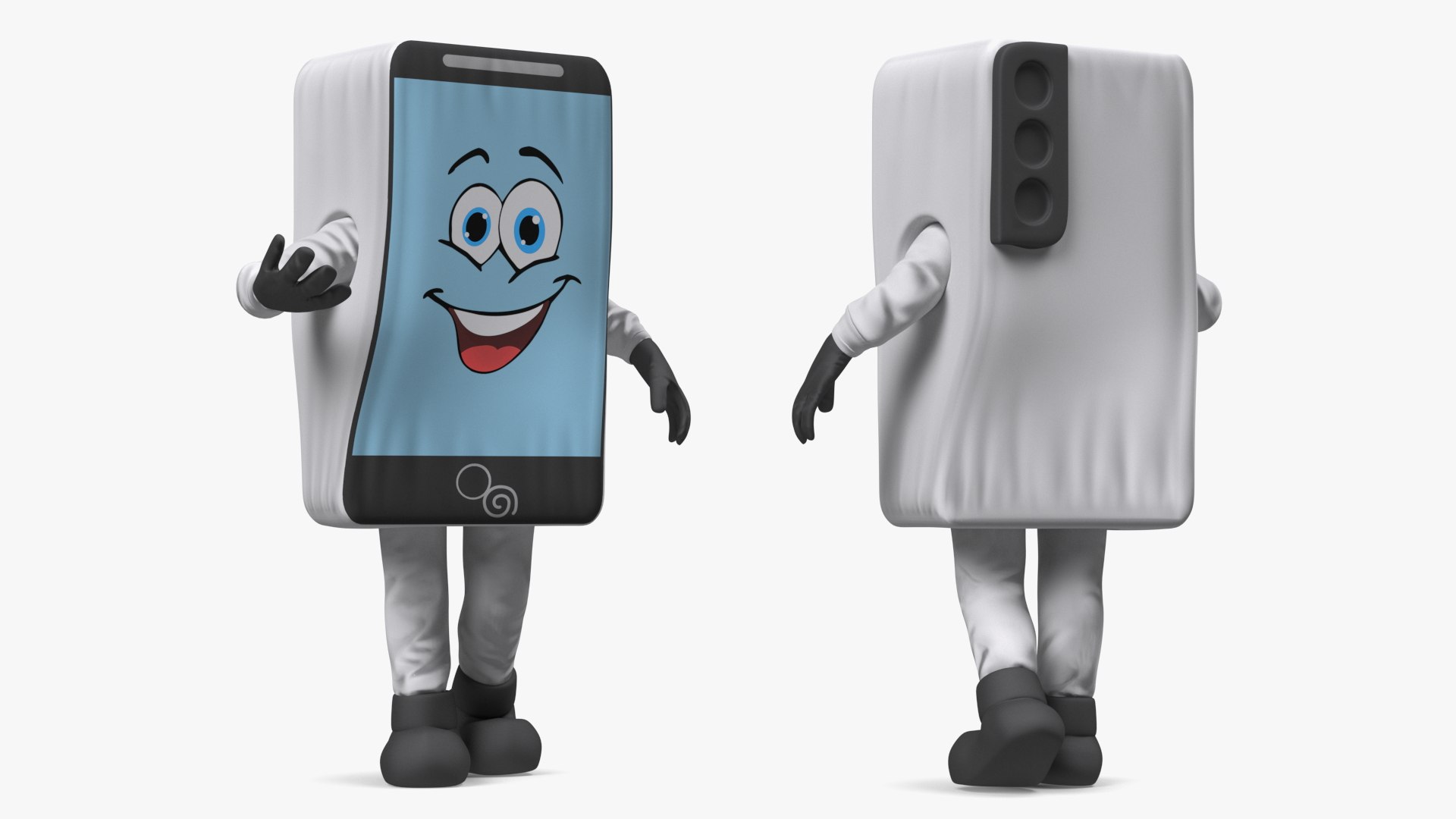 Mascot Character Mobile Phone White Rigged Model - TurboSquid 2060271