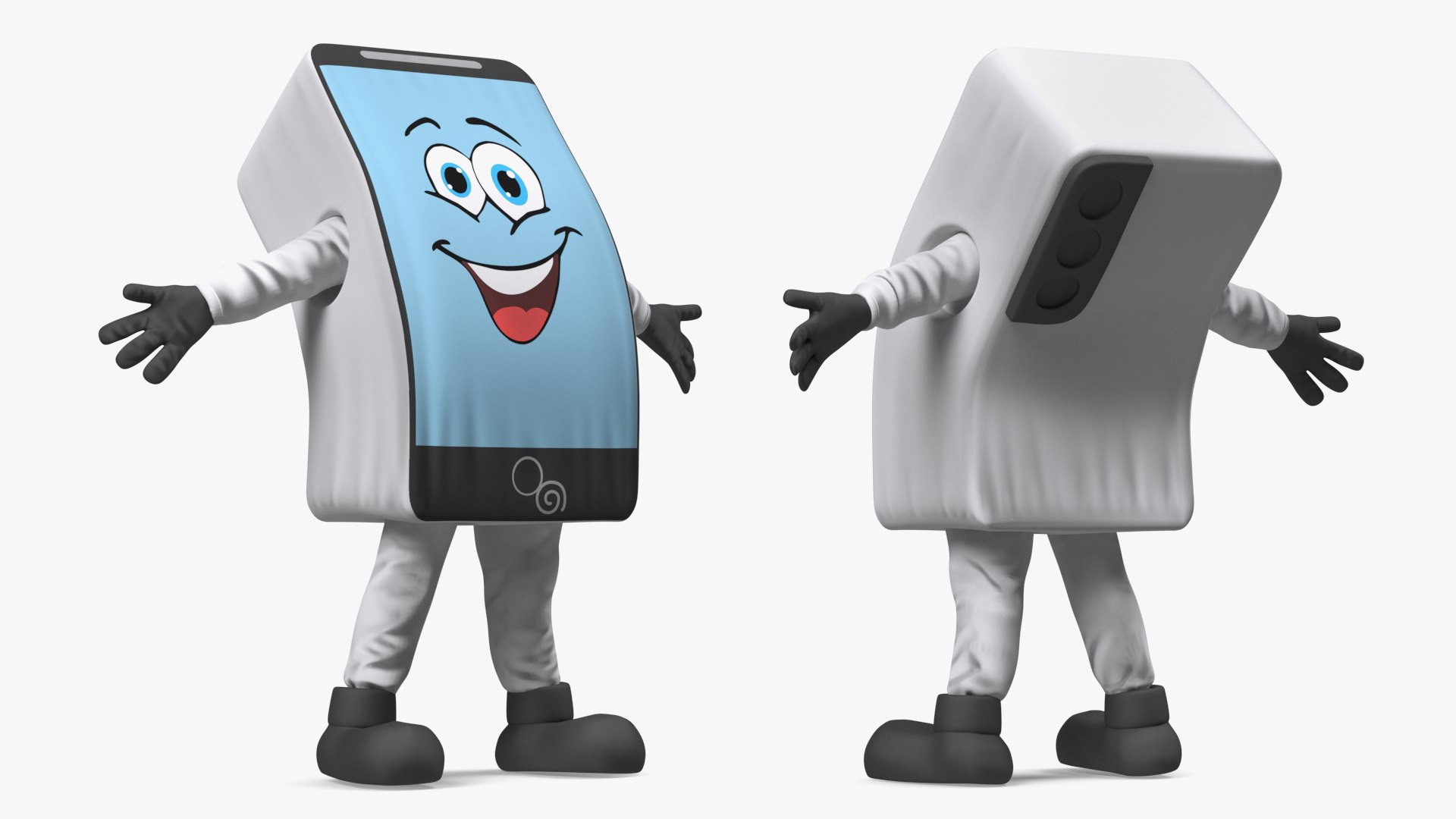 Mascot Character Mobile Phone White Rigged Model - TurboSquid 2060271