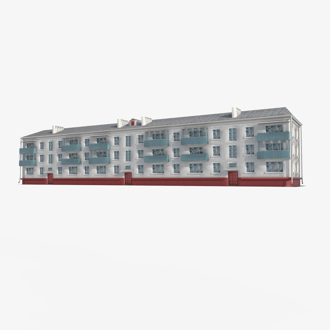 3D Brick 3-storey Apartment Building V3 Model - TurboSquid 1759972