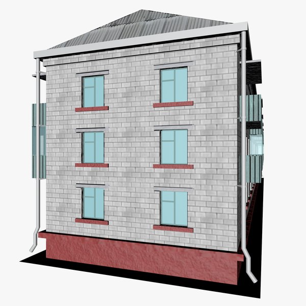 3D Brick 3-storey apartment building v3 model - TurboSquid 1759972