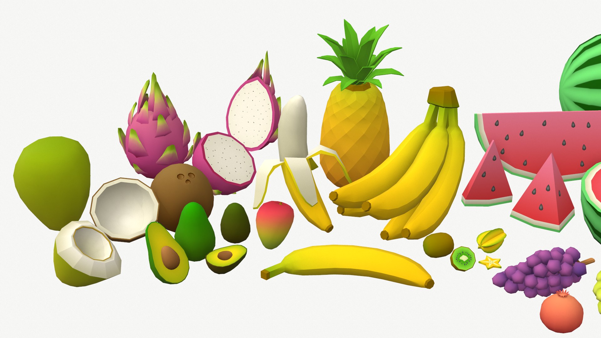 Low Poly Fruit Set 3D Model - TurboSquid 2118134