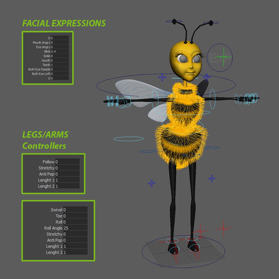 3d Cartoon Queen Bee Model