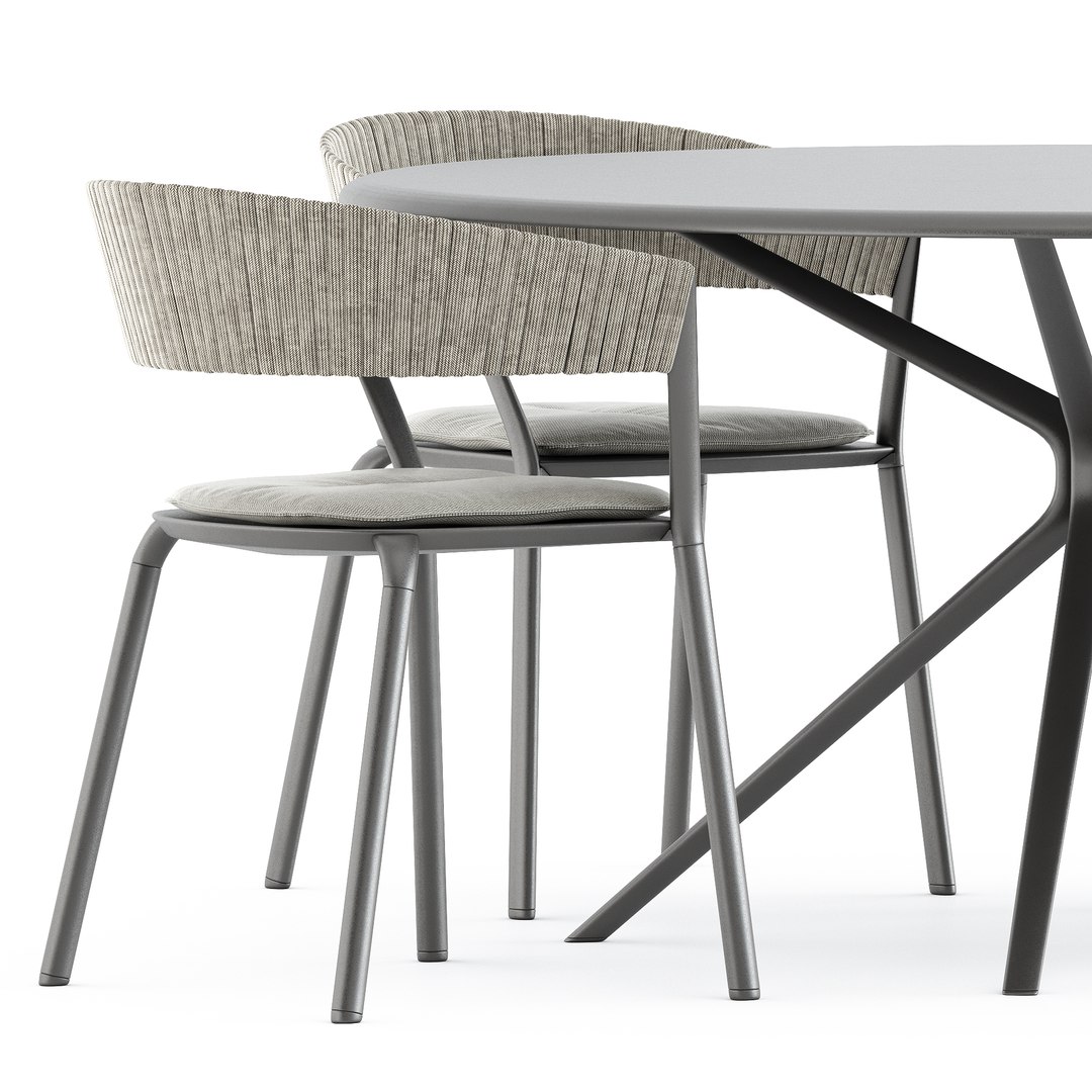 Moai Round Table And Ria Dining Armchair 3D - TurboSquid 1799720