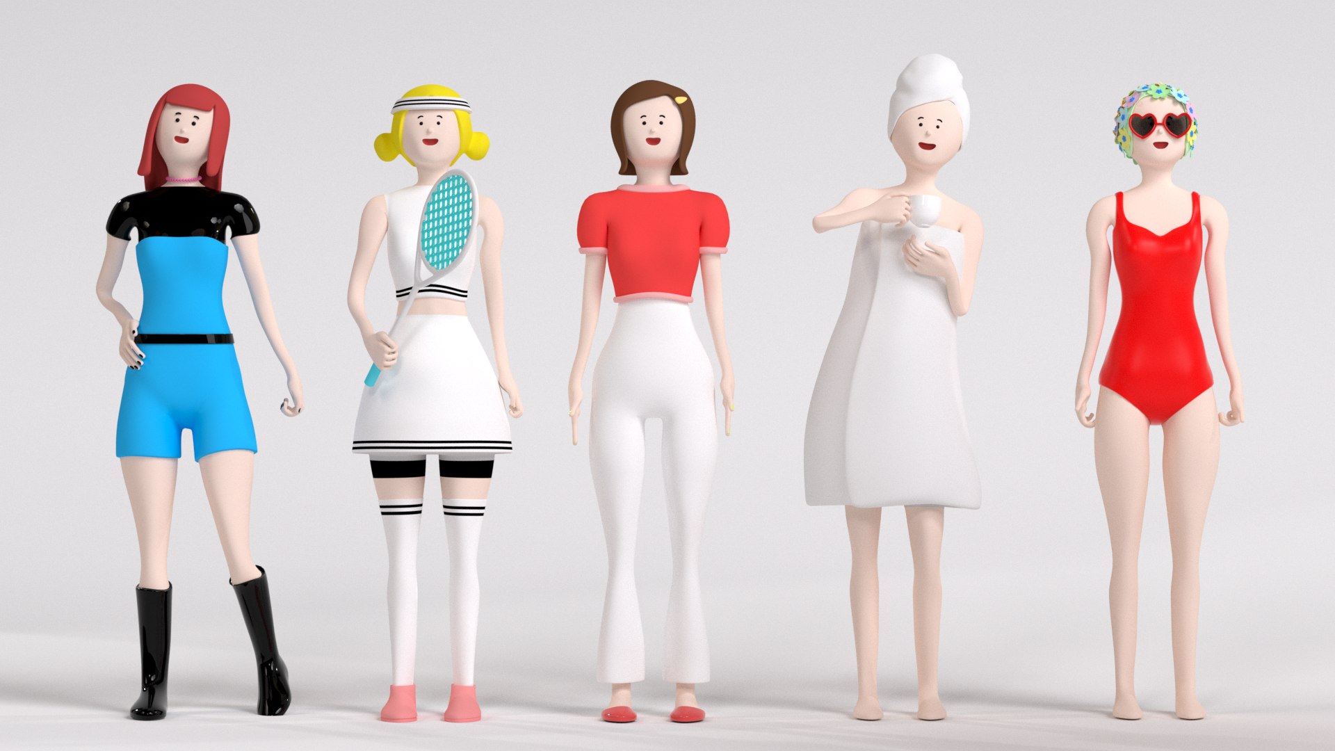 Female Character Set 3D Model - TurboSquid 2249174