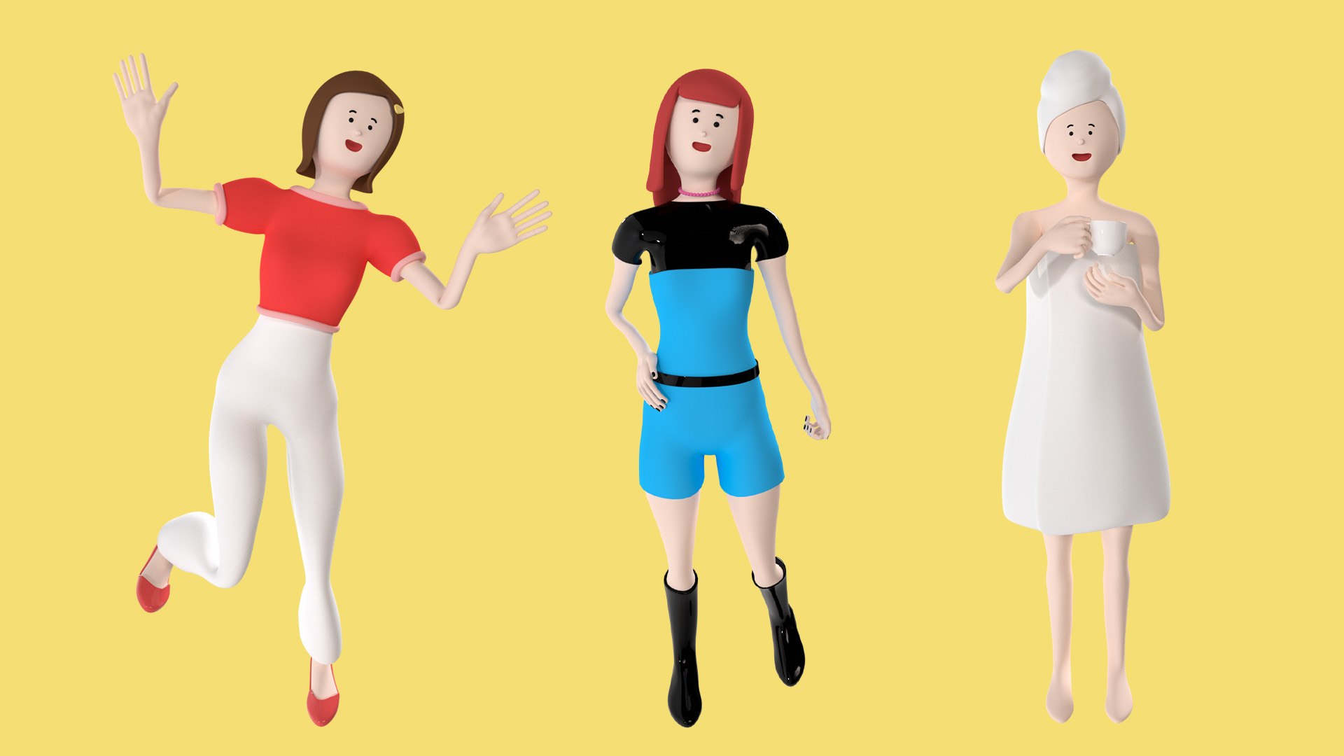 Female Character Set 3D Model - TurboSquid 2249174