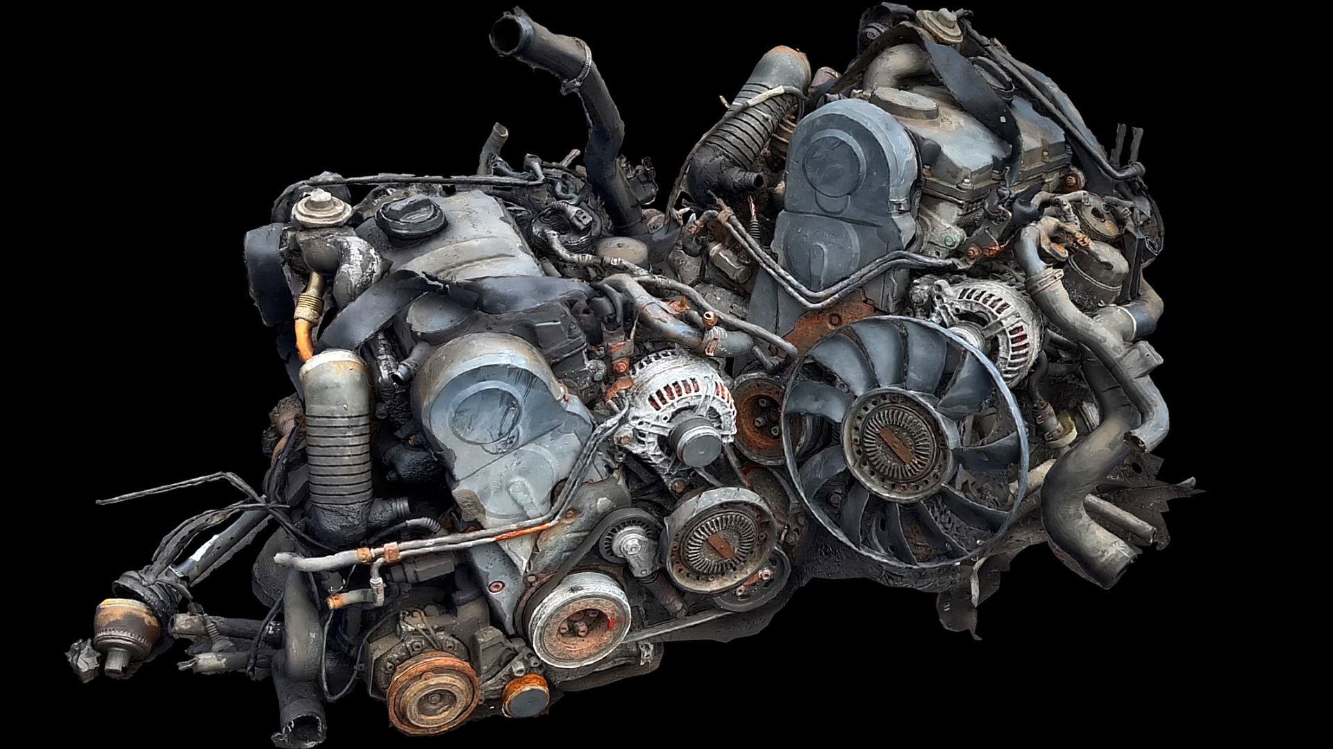3D Engines Cars Destroyed Parts Junkyard Photogrammetry Model ...