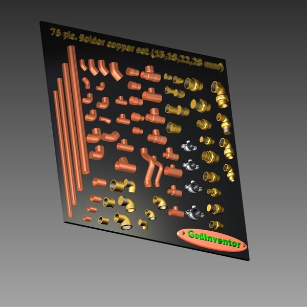3ds max set 76 copper fittings