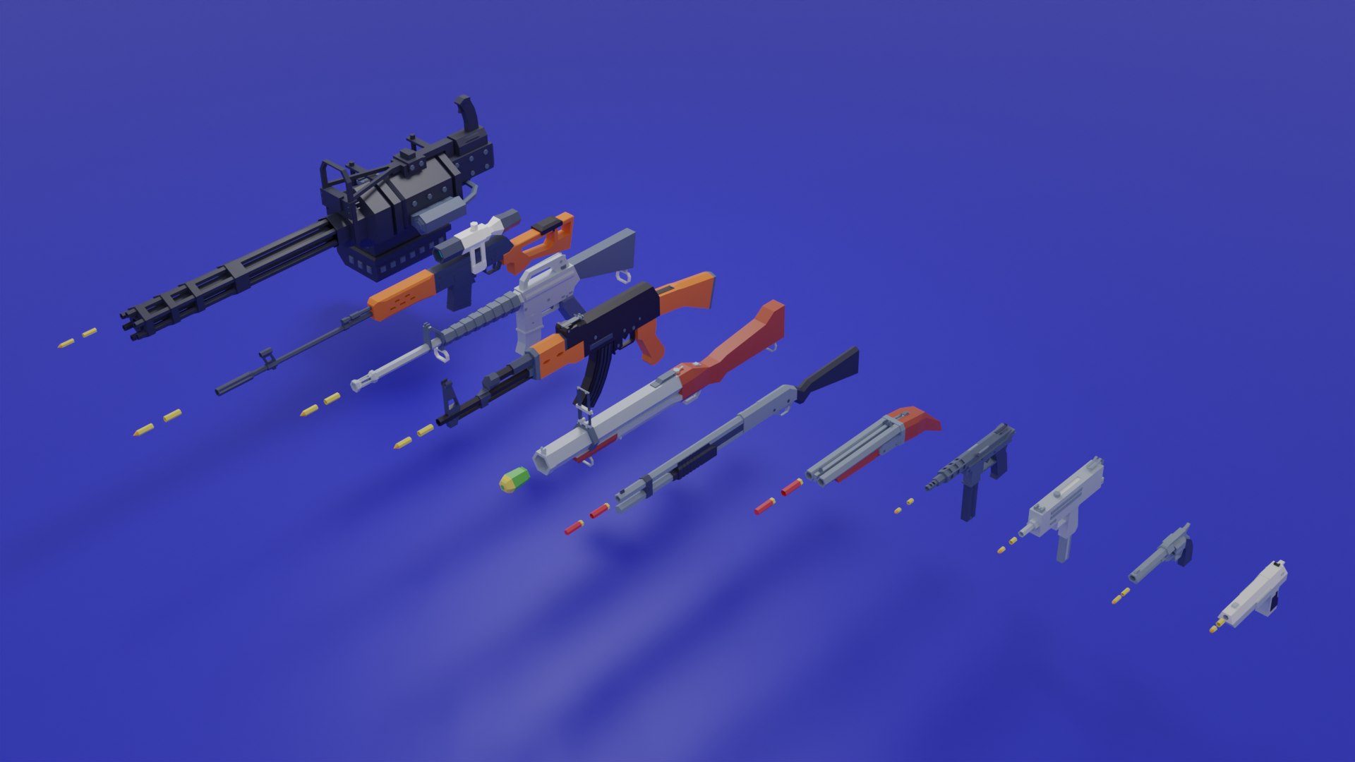 3D 3D Game Low Poly Guns Pack Model - TurboSquid 2224886