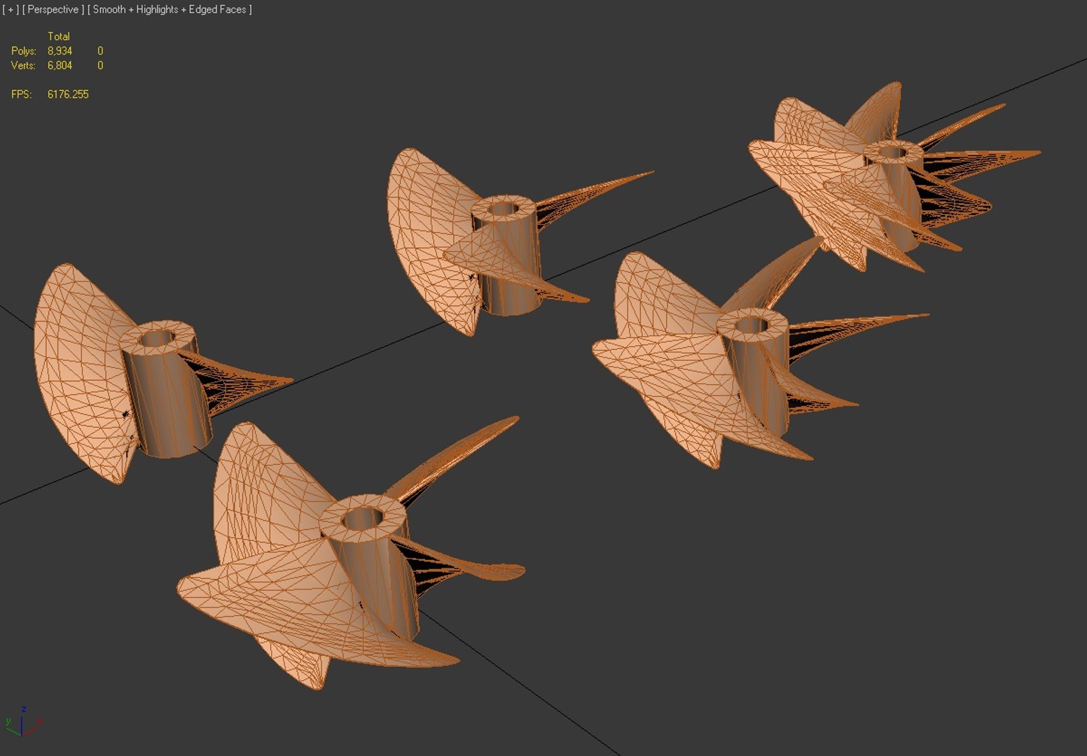 3d set propellers boats