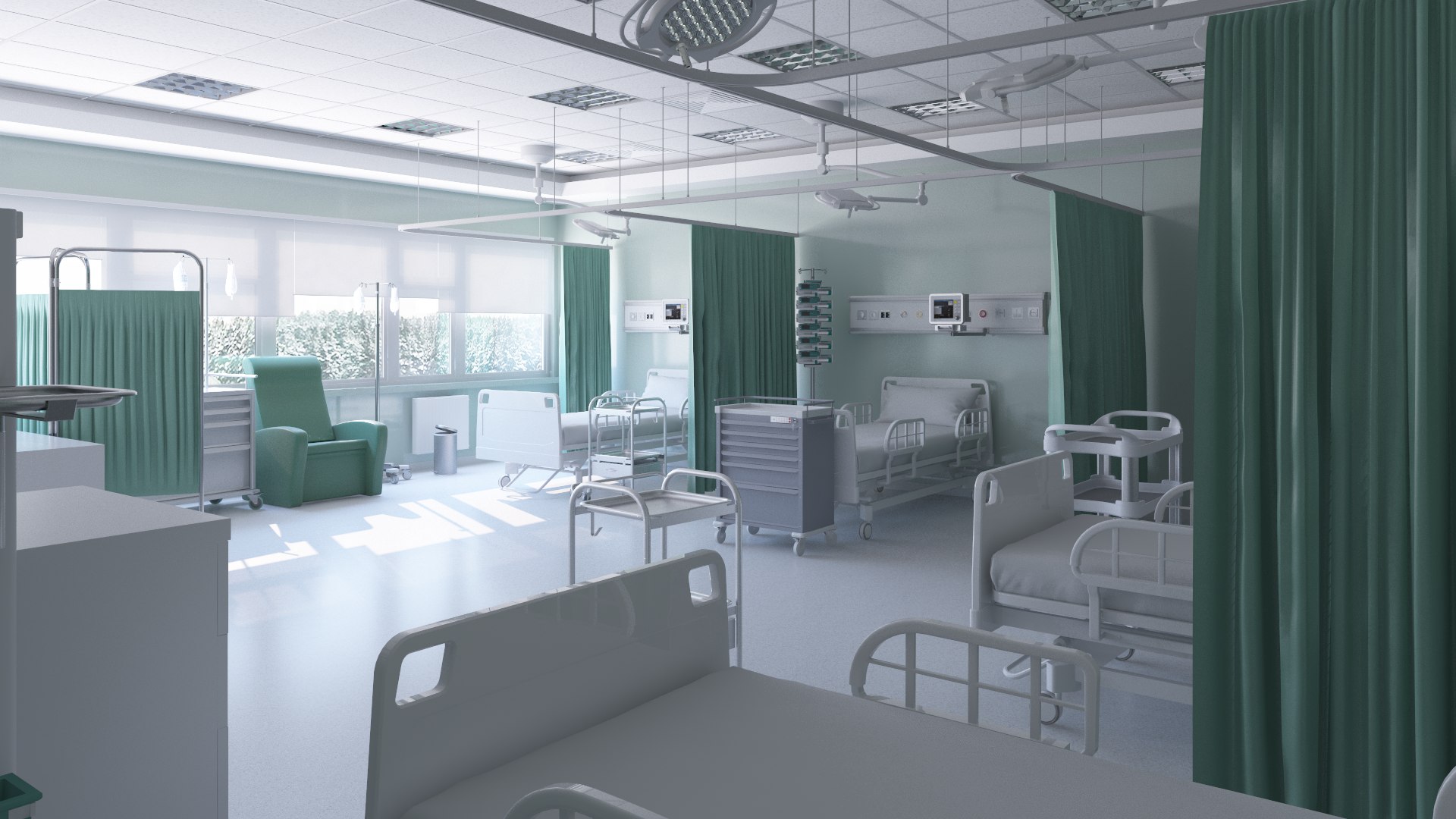 Hospital Patient Ward Room 8 3D - TurboSquid 2012642