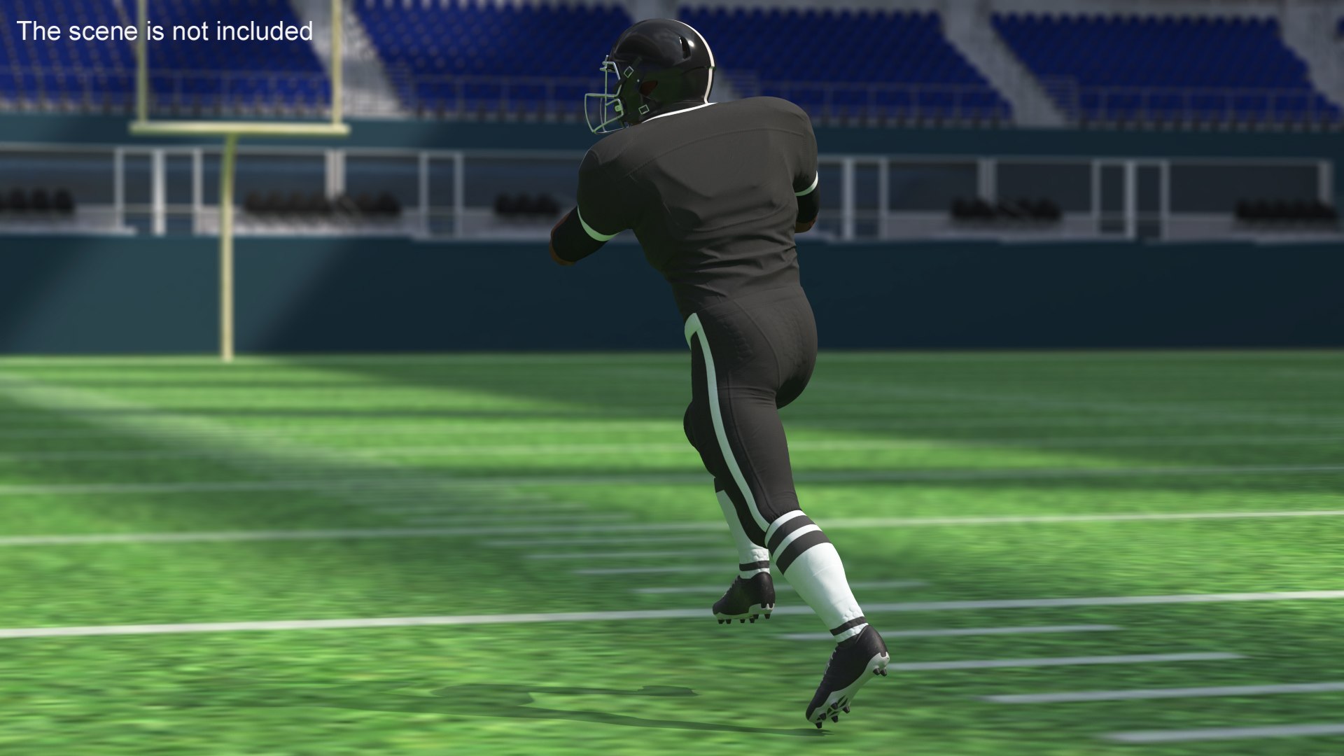3D Black Man American Football Player Black Uniform Running The Ball ...