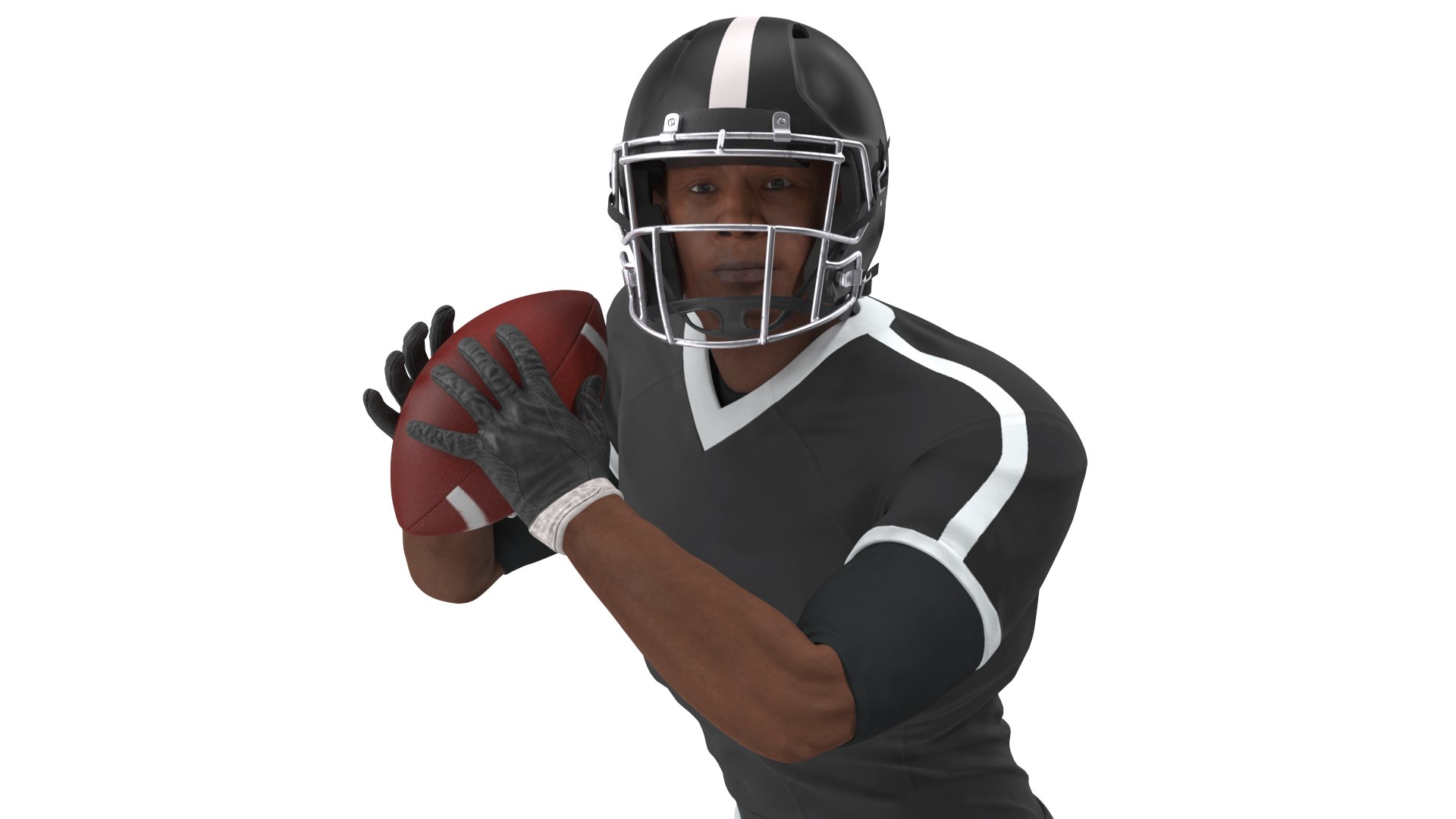 3D Black Man American Football Player Black Uniform Running The Ball ...