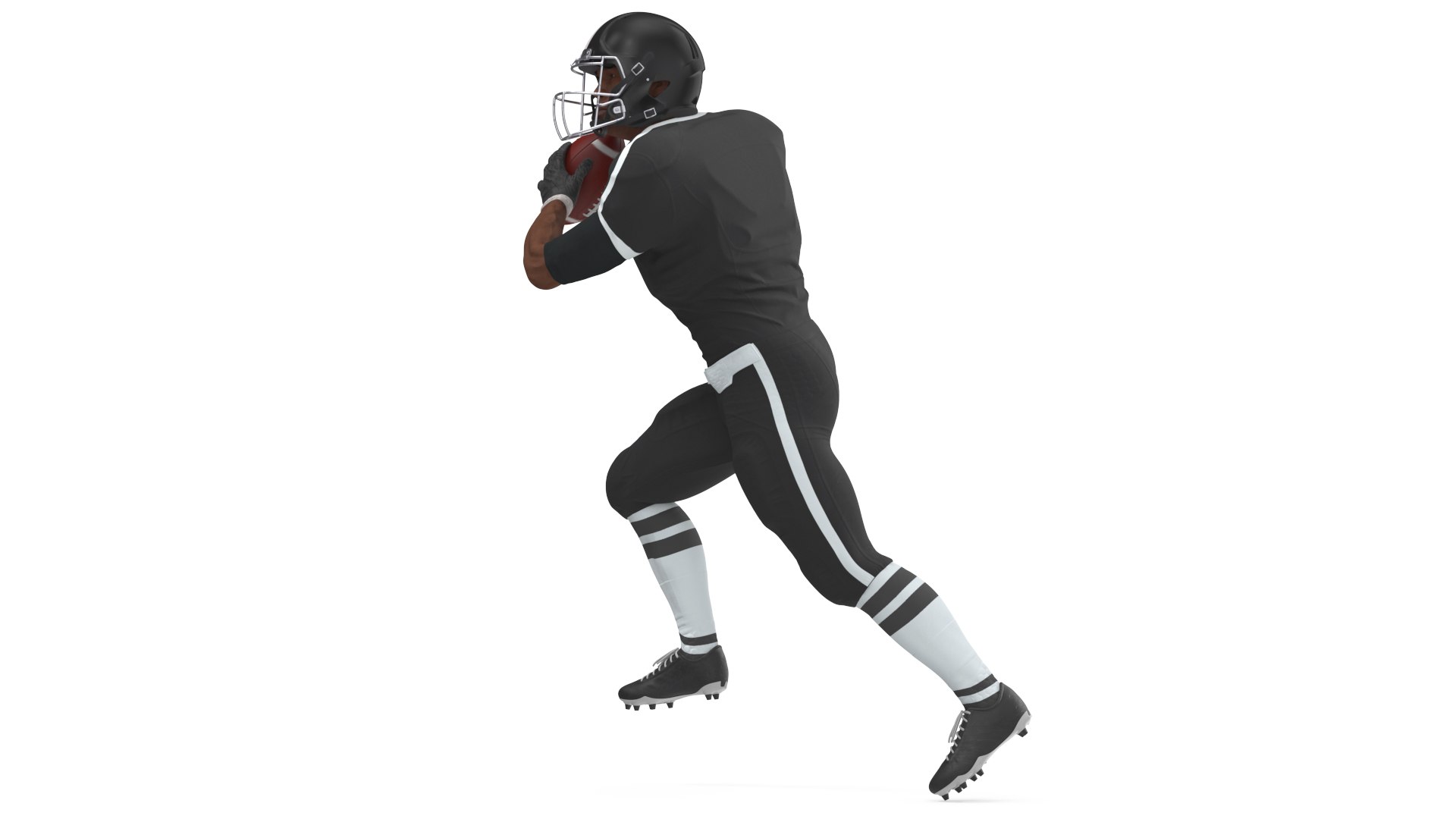 3D Black Man American Football Player Black Uniform Running The Ball ...