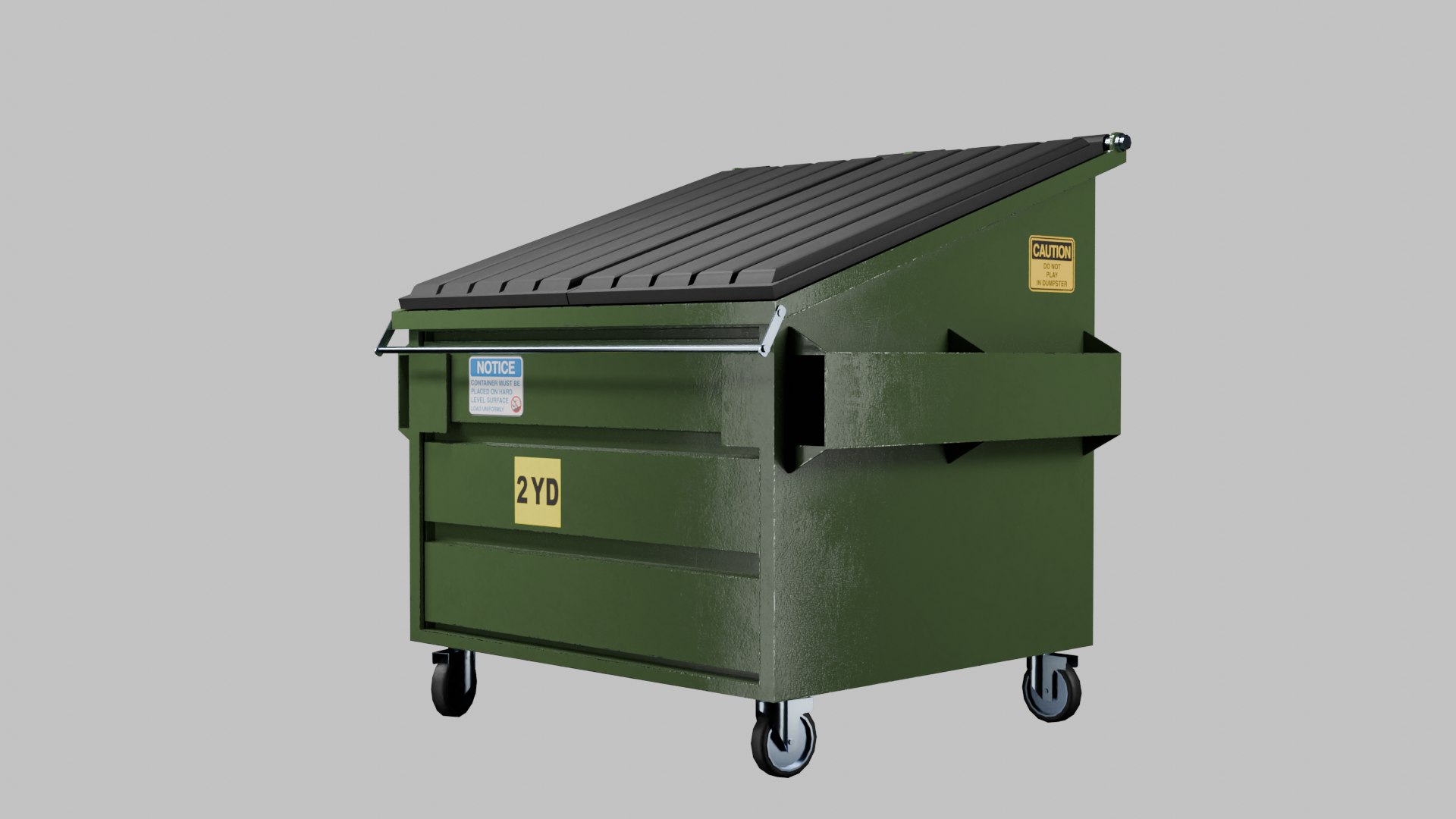 3D Green Dumpster 2yard New-Dirty model - TurboSquid 2159503